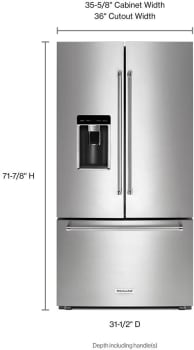 KitchenAid KRFC704FPS 36 Inch Counter-Depth French Door Refrigerator ...