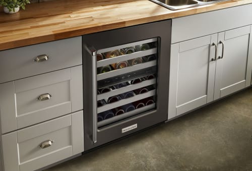 KitchenAid KUWR314KBS 24 Inch Under Counter Dual Zone Wine Cellar with ...