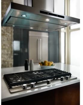 KitchenAid KVIB606DSS 36 Inch Island Chimney Range Hood with 585 CFM In ...