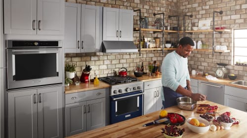 KitchenAid KFDC500JIB 30 Inch Freestanding Dual Fuel Smart Range with 4 ...