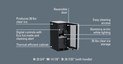 Marvel MLCL215IS01A 15 Inch Built-In Undercounter Clear Ice Maker with ...
