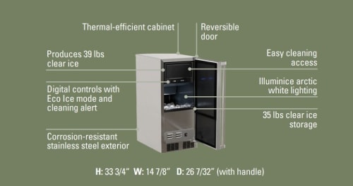 Marvel MOCP215SS01A 15 Inch Outdoor Built-In Undercounter Clear Ice ...