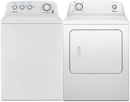 Amana AMWADRGW4655 Side-by-Side Top Load Washer and Gas Dryer Set in White