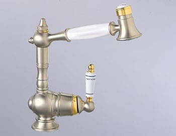 Franke OE980 Side-Lever Pull-Out Sprayer Faucet with Porcelain Accents ...