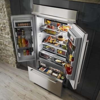 KitchenAid KBFN502ESS 42 Inch Built-In French Door Refrigerator with 24 ...