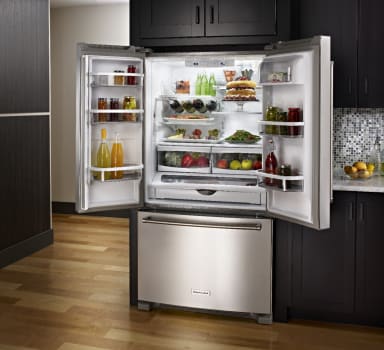 KitchenAid KRFF305ESS 36 Inch Freestanding French Door Refrigerator ...
