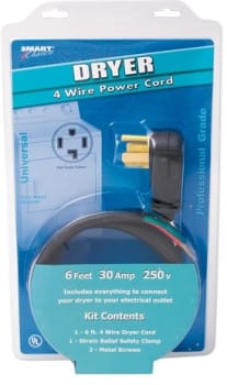 Smart Choice 5304492442 6' 30-Amp. 4-Prong Dryer Cord