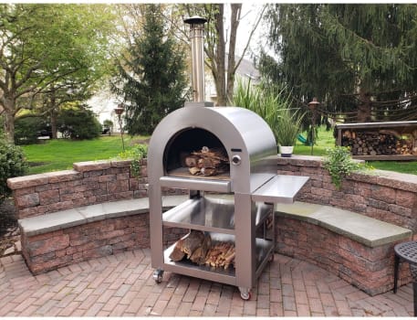Hanover HPZ100 36 Inch Wood Fired Portable Pizza Oven with Built In Ash ...