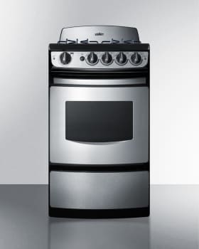 Summit PRO200SS 20 Inch Freestanding Gas Range with 4 Open Burners, 2.4 ...