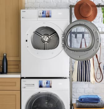 Haier HAWADREW1504 Stacked Washer & Dryer Set with Front Load Washer ...