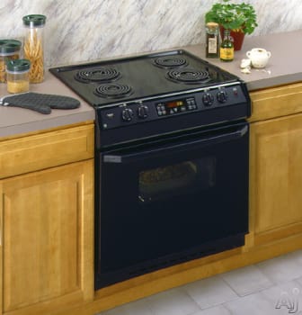 GE JDP39BWBB 30 Inch Drop-In Electric Range: Black on Black