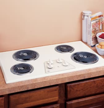 GE JP626CFCC 36 Inch Built-In Electric Coil Cooktop: Bisque on Bisque