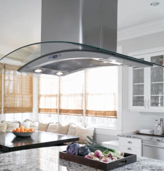 Monogram ZV925SLSS 36 Inch Island Chimney Hood with 570 CFM Internal ...