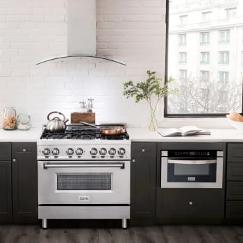 ZLINE RA36 36 Inch Freestanding Dual Fuel Range with 6 Sealed Italian ...