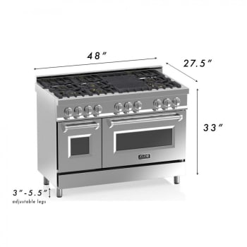 ZLINE RABG48 48 Inch Freestanding Professional Dual Fuel Range with 6 ...
