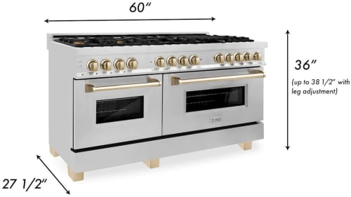 ZLINE RAZ60G 60 Inch Freestanding Dual Fuel Range with 8 Italian ...