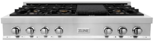 ZLINE RTBRGR48 48 Inch Gas Rangetop with 7 Sealed Brass Burners, 18,000 ...
