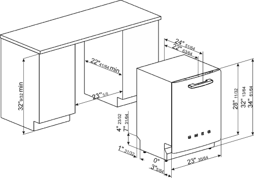 Smeg STFABUBL1 24 Inch Fully Integrated Dishwasher with 13 Place ...