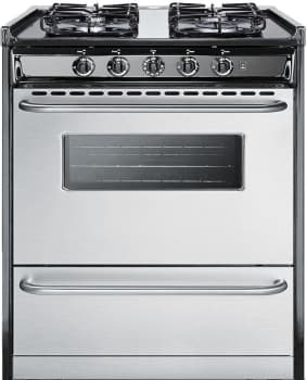 Summit TTM21027BRSW 30 Inch Gas Range with 4 Sealed Burners, 3.7 cu. ft ...