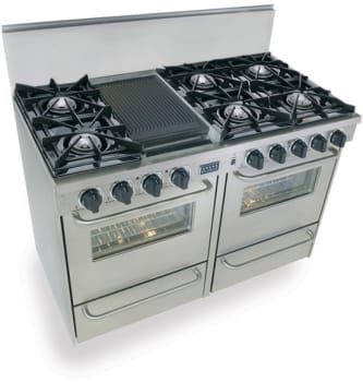 FiveStar TTN5107BW 48 Inch Pro-Style Natural Gas Range with 6 Open ...