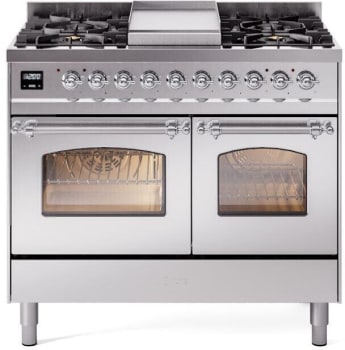 Ilve UPD40FNMPSSCLP 40 Inch Freestanding Dual Fuel Range with 6 Sealed ...
