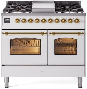 Ilve UPD40FNMPWHG 40 Inch Freestanding Dual Fuel Range with 6 Sealed ...