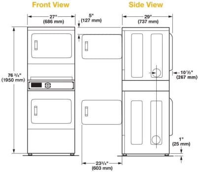 Whirlpool CSP2970HQ 27 Inch Electric Stack Dryer with 7.4 Capacity ...