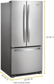 Whirlpool WRFF5333PZ 33 Inch Freestanding French Door Refrigerator with ...