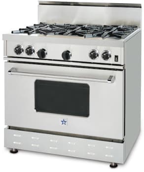 BlueStar RCSIR366BSS 36 Inch Gas Range with 6 Open Burners, Removable ...