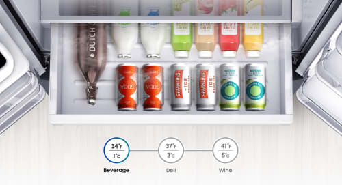 Samsung RF28R6201SR 36 Inch 3-Door French Door Smart Refrigerator with ...