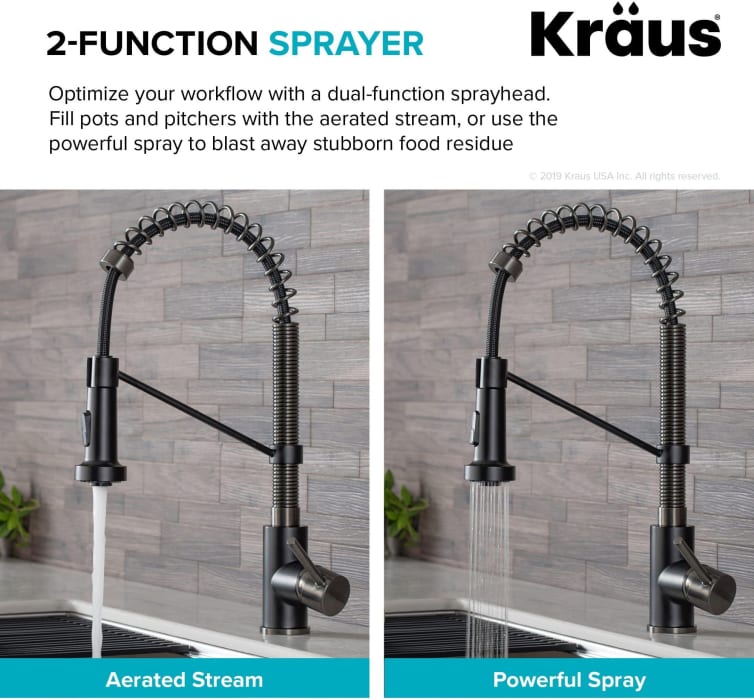 Kraus KPF1610MBSB Single Handle Commercial Kitchen Faucet with 1.8 GMP ...