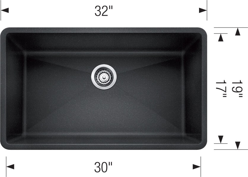 Blanco 440149 32 Inch Undermount Single Bowl Granite Sink with 9-1/2 ...