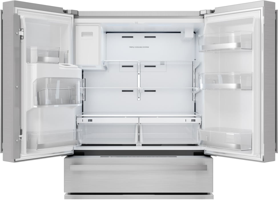 Sharp SJG2254FS 36 Inch French 4-Door Refrigerator with 21.6 Cu. Ft. Capacity, Triple Cooling ...