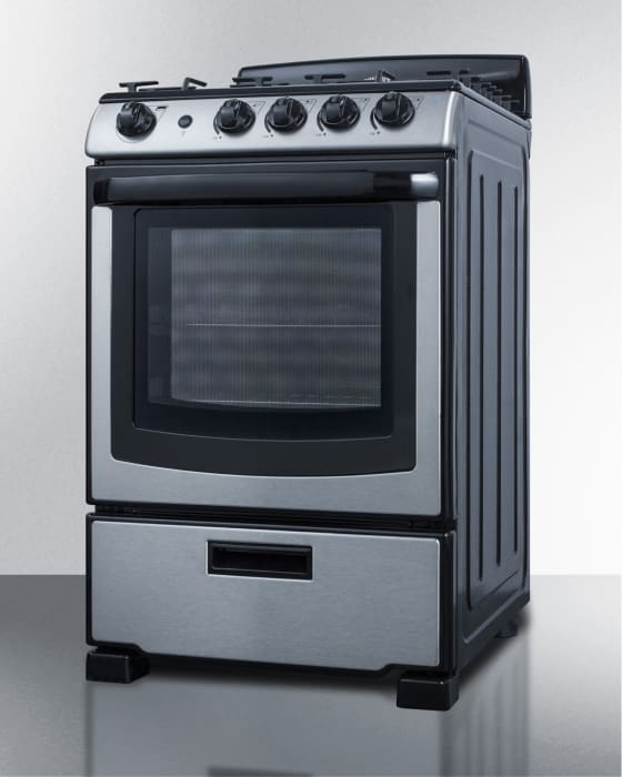 Summit PRO247SS 24 Inch Stainless Steel Gas Range with 4-Sealed Burners ...