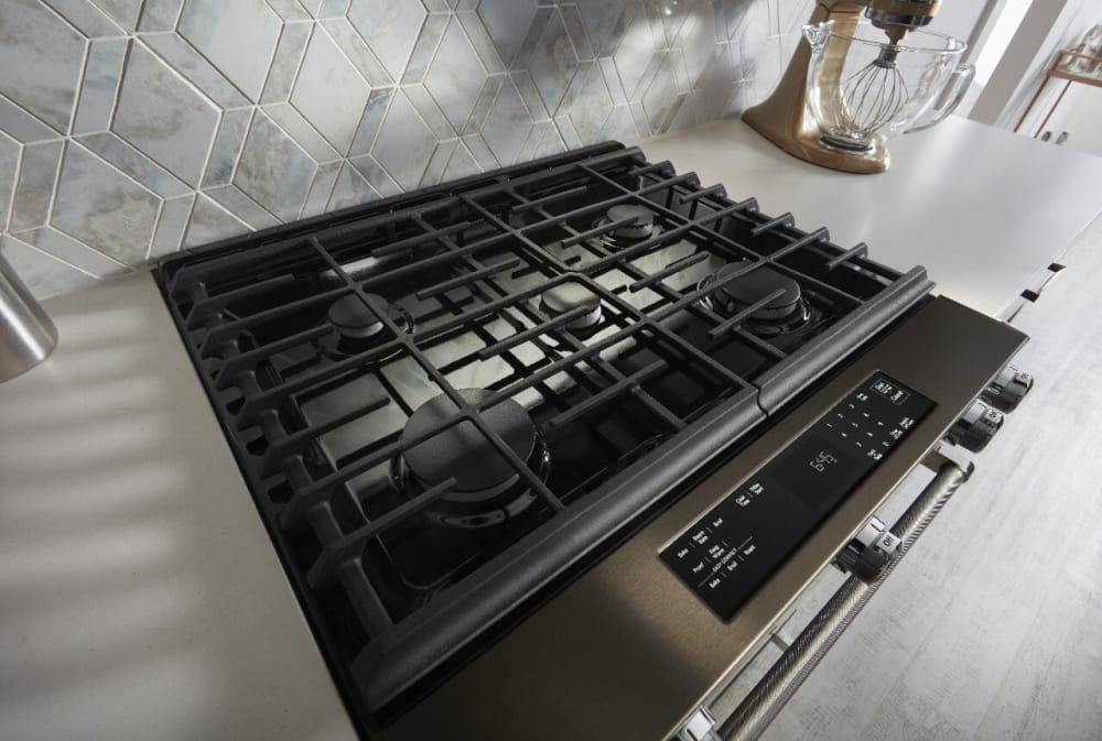 KitchenAid KSGG700EBS 30 Inch Slide-In Gas Range with 5 Sealed Burners ...