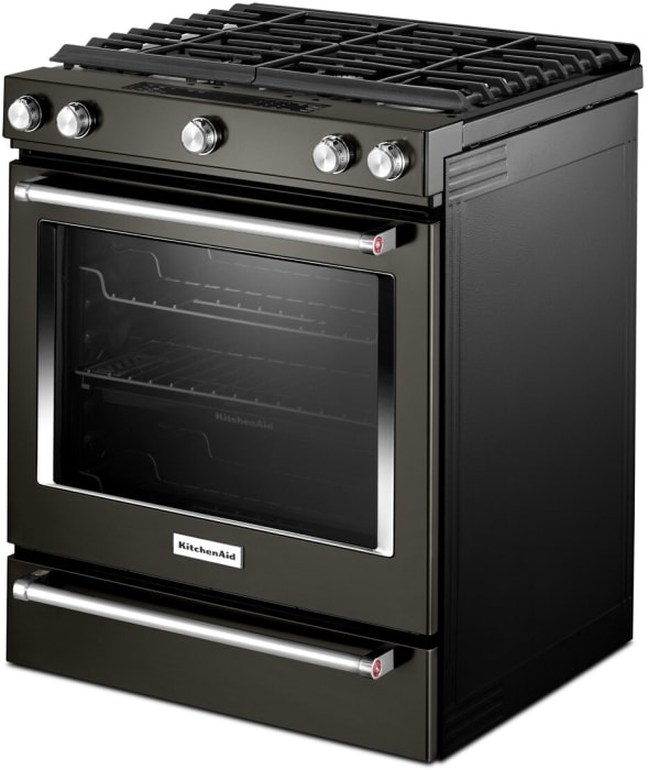 KitchenAid KSGG700EBS 30 Inch Slide-In Gas Range with 5 Sealed Burners ...