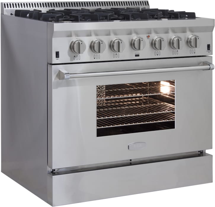 AGA APRO36DFSS 36 Inch Freestanding Dual Fuel Range with RapidBake ...