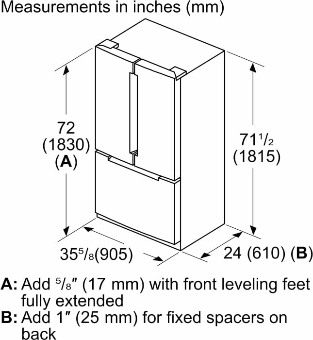 Bosch B36CT81ENS 36 Inch Counter Depth Freestanding French Door Smart ...