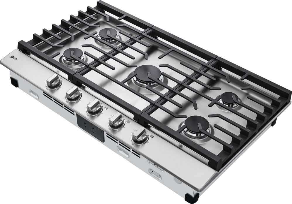 LG CBGJ3623S 36 Inch Gas Cooktop with 5 Sealed Burners, Continuous Cast ...