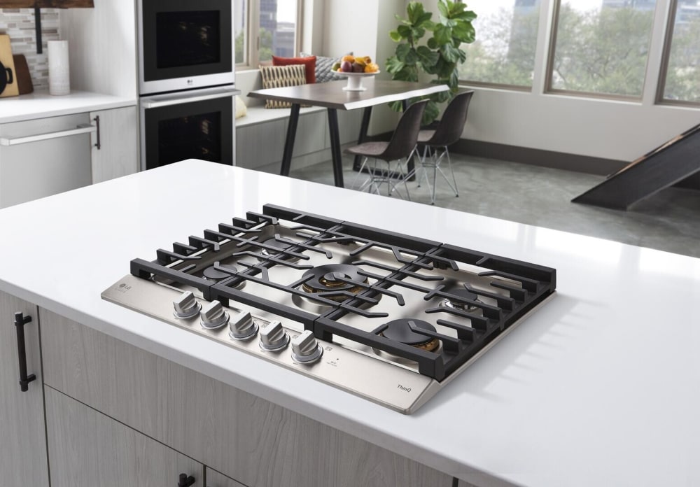 LG CBGS3028S 30 Inch Gas Cooktop with 5 Sealed Burners, Cast Iron ...
