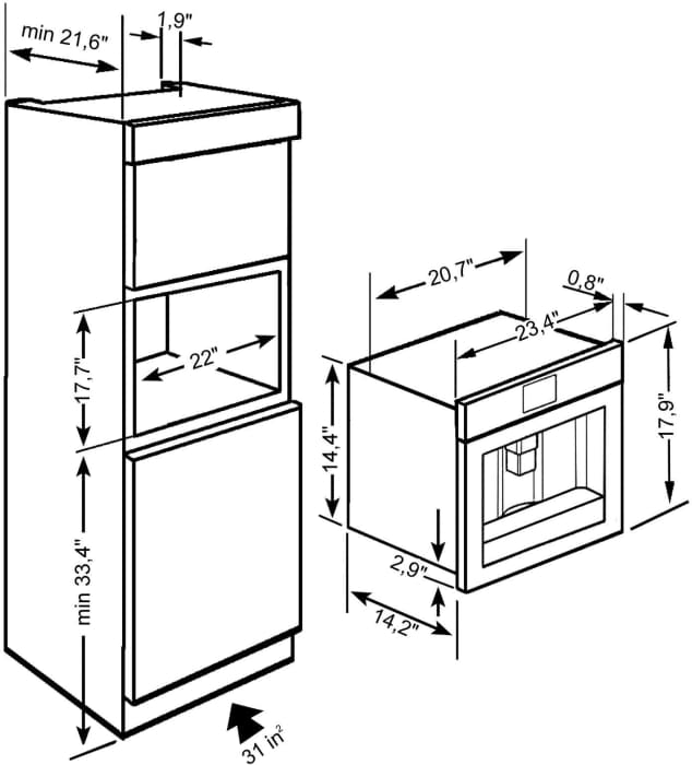 Smeg CMSU6451X 24 Inch Fully Automatic Coffee Machine with Cappuccino ...
