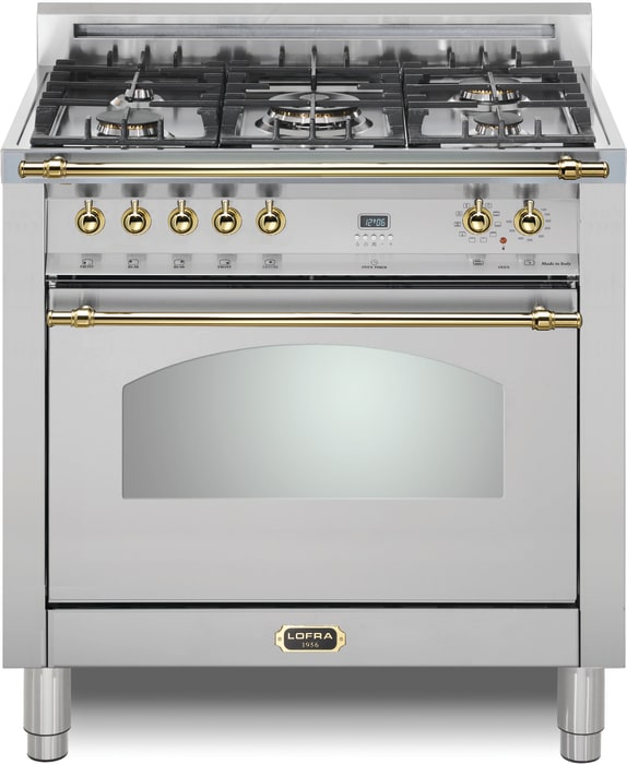 LOFRA RXOS36M0G500 36 Inch Freestanding Dual Fuel Range with 5 Brass ...