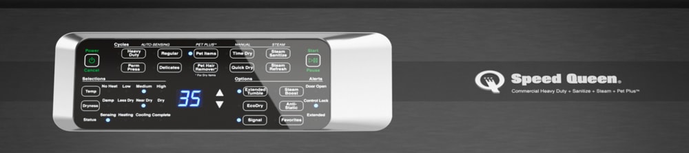 Speed Queen DR7004WE 27 Inch Electric Dryer with 7 Cu. Ft. Capacity, Pet Plus, Steam Refresh ...