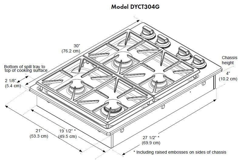 Dacor DYCT304GBLP 30 Inch Gas Cooktop with 4 Sealed Burners, 18,000 BTU ...