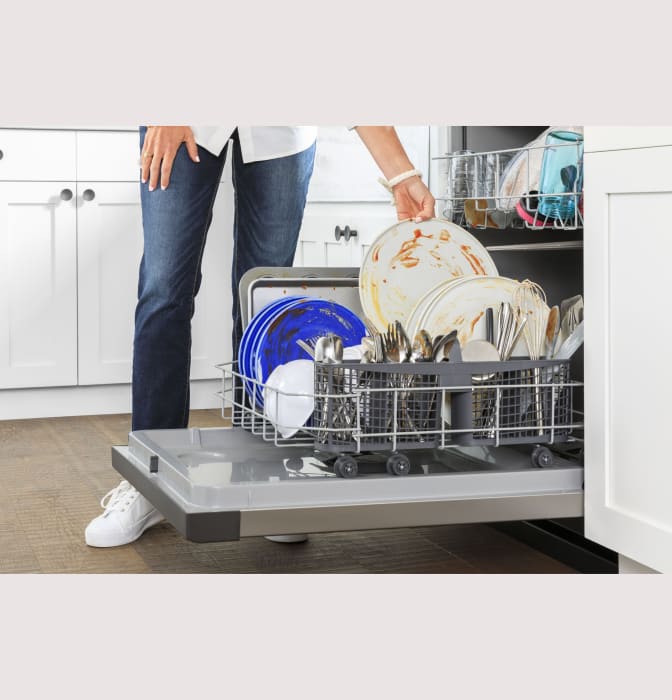 GE GDF535PSRSS 24 Inch Full Console Dishwasher with 14 Place Setting ...