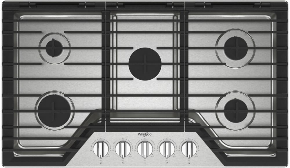 Whirlpool WCGK5036PS 36 Inch Gas Cooktop with 5 Sealed Burners ...