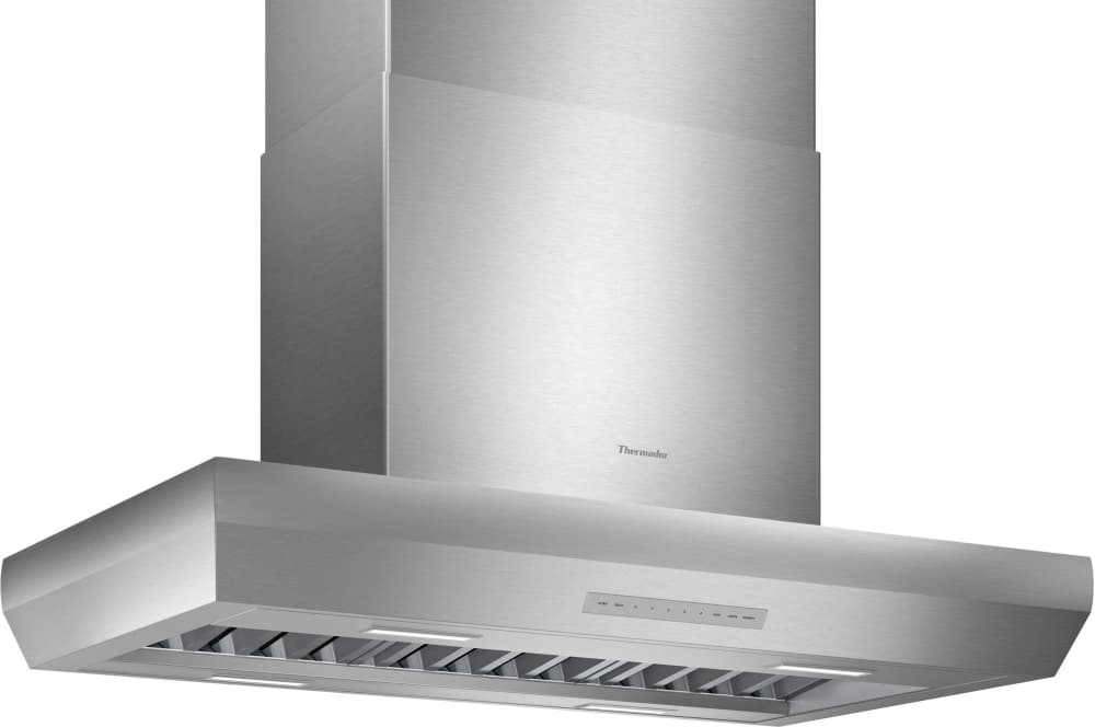 Thermador HPIN42WS 42 Inch Island Mount Smart Range Hood with 4 Speed Blower Sold Separately Touch Control LED Lighting Baffle Filter and Powerfully Quiet System