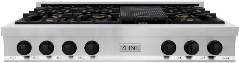 ZLINE RTZ48MB 48 Inch Gas Rangetop with 7 Sealed Italian Burners, Cast ...