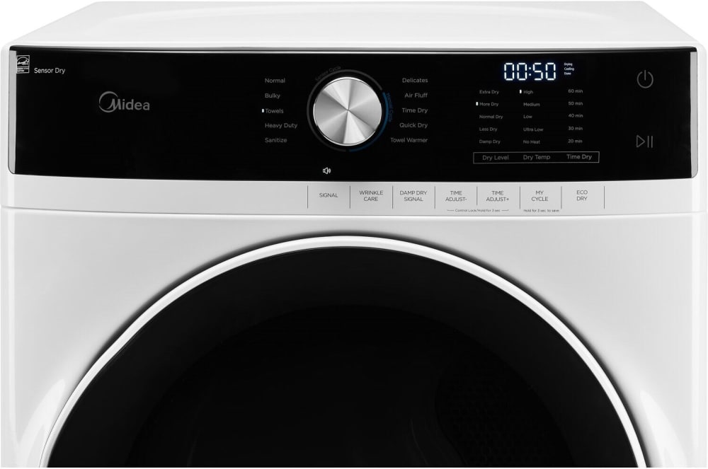 Midea MLE45N1AWW 27 Inch Electric Dryer with 8.0 Cu. Ft. Capacity ...