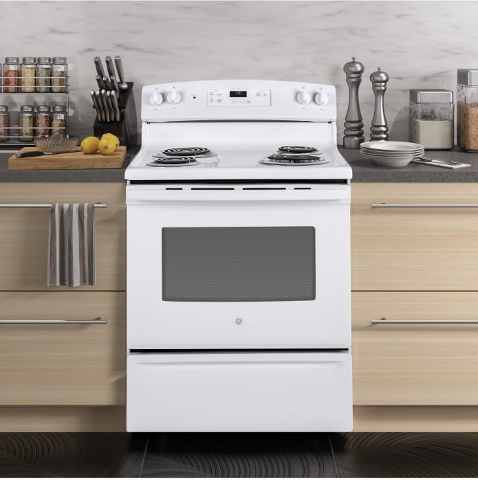 GE JBS30DKWW 30 Inch Freestanding Electric Range with Dual-Element Bake ...